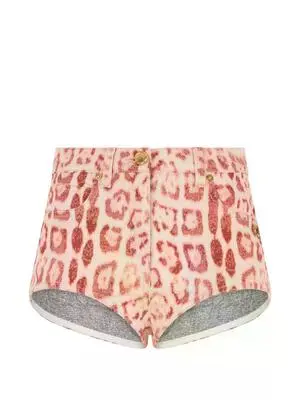 Roberto Cavalli Jaguar-print Denim Shorts