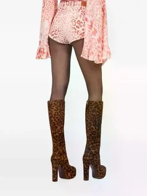 Roberto Cavalli Jaguar-print Denim Shorts