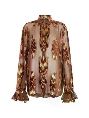 Roberto Cavalli Sheer Patterned Shirt - Brown