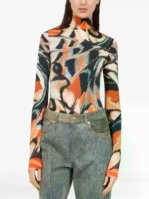 Roberto Cavalli Butterfly-print High-neck Bodysuit