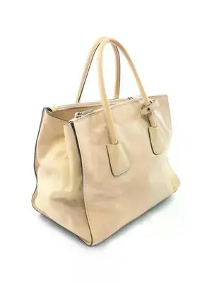 Prada Leather Triangle Logo Tote Bag