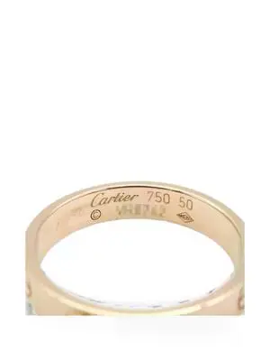 Cartier 18k Rose Gold Engraved Logo Band Ring - Pink