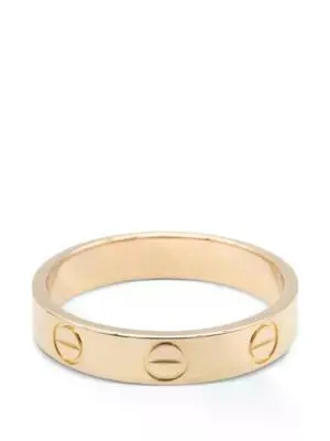 Cartier 18k Rose Gold Engraved Logo Band Ring - Pink