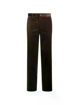 Etro Straight-leg Cotton Velvet Trousers With Arnica Motif - Brown