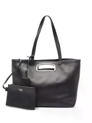 Prada Leather Tote Bag - Black