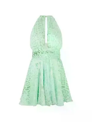 Roberto Cavalli Leopard-print Halterneck Mini Dress