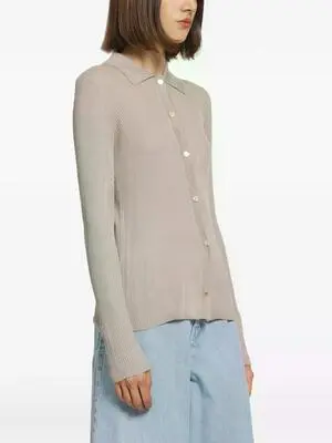 Max Mara Ribbed-knit Polo-collar Cardigan