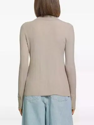 Max Mara Ribbed-knit Polo-collar Cardigan
