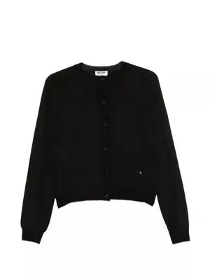 Moschino Ruffled-trim Crew Neck Cardigan - Black