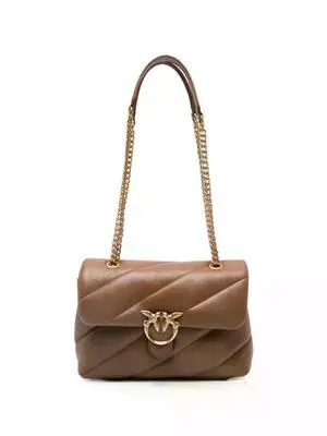 Pinko Love Birds Quilted Shoulder Bag - Brown