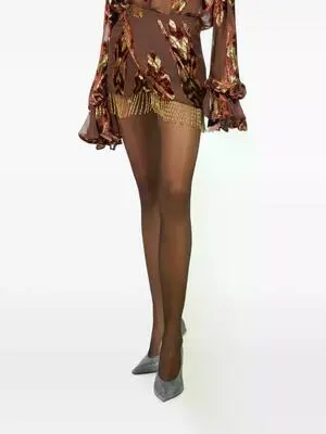 Roberto Cavalli Devoré-velvet Mini Skirt With Bead Fringe