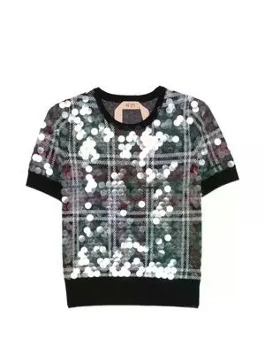 N°21 Sequin Embellishment T-shirt - Green