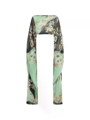 Roberto Cavalli Floral-print Cropped Top - Green