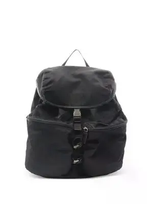 Prada 2000s Triangle Logo Backpack - Black
