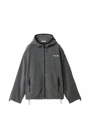Miu Miu Fleece Zippered Hoodie Jacket - Grey