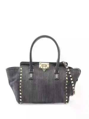 Valentino Garavani 2000s Rockstud Two-way Denim Handbag - Grey