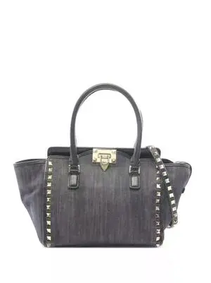 Valentino Garavani Valentino Garavani Rockstud Two-Way Denim Handbag Grey