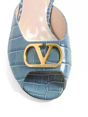 Valentino Garavani Vlogo Signature Slide Sandals - Blue