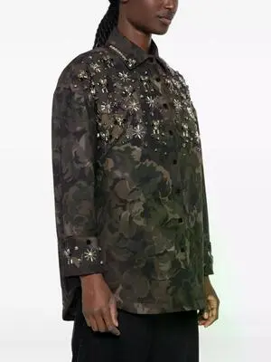 Pinko Embellished Camouflage Print Long Sleeve Shirt
