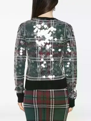 N°21 Sequin-embellished Tartan Cardigan