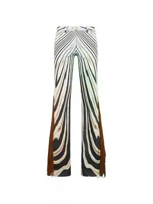 Roberto Cavalli Fringe-trim Zebra-print Trousers