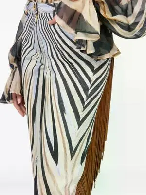 Roberto Cavalli Fringe-trim Zebra-print Trousers