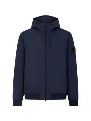 Stone Island Hooded Logo-patch Jacket - Blue