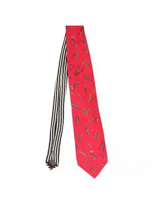 Versace Graphic Print Neck Tie - Red