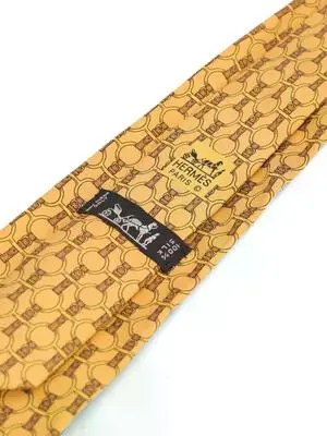 Hermès Geometric Print Neck Tie - Yellow