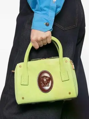 Versace Medusa Plaque Suede Tote Bag