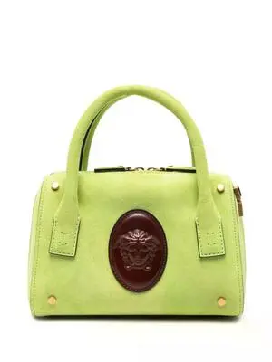 Versace Medusa Plaque Suede Tote Bag - Green