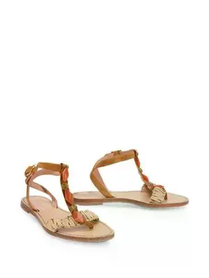 Alberta Ferretti Embellished Buckled Sandals - Brown