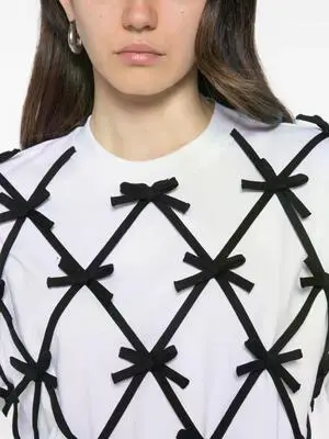 Moschino Bow-embellished Lattice-overlay T-shirt