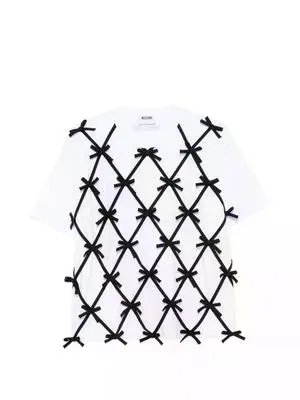 Moschino Bow-embellished Lattice T-shirt - White