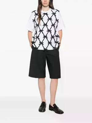 Moschino Bow-embellished Lattice T-shirt - White