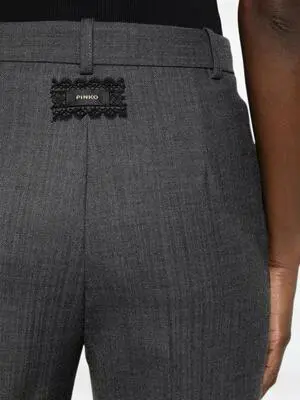 Pinko Herringbone Pattern Logo Patch Tailored Trousers