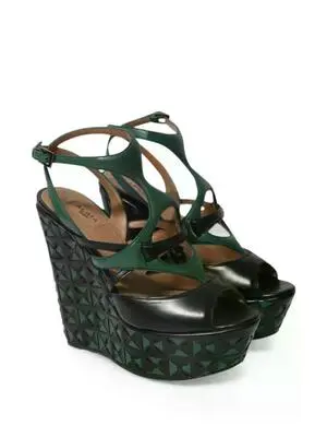 Alaïa Laser-cut Basket Weave Wedge Sandals