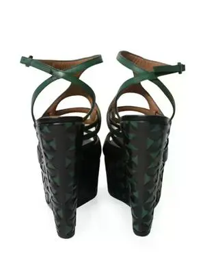 Alaïa Laser-cut Basket Weave Wedge Sandals