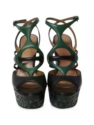 Alaïa Laser-cut Basket Weave Wedge Sandals