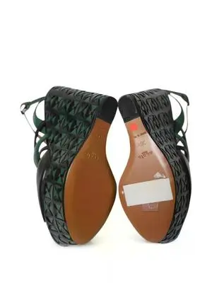 Alaïa Laser-cut Basket Weave Wedge Sandals