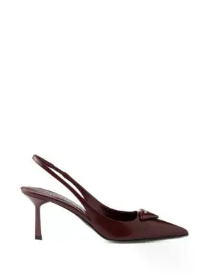 Prada Brushed Leather Slingback Pumps - Red