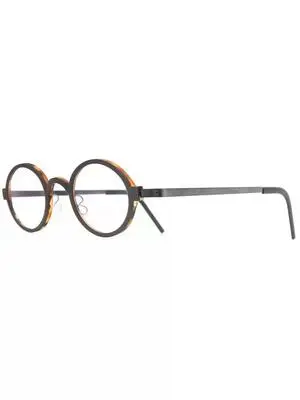 LINDBERG Tortoiseshell-effect Round-frame Glasses