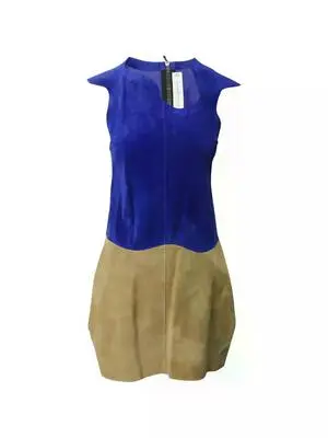 Victoria Beckham Paneled Suede Dress - Blue