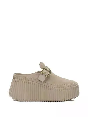 Chloé Platform Mules With Buckle Detail - Neutrals