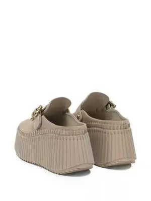 Chloé Platform Mules With Buckle Detail - Neutrals