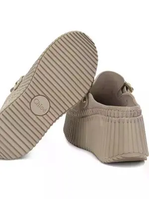 Chloé Platform Mules With Buckle Detail - Neutrals
