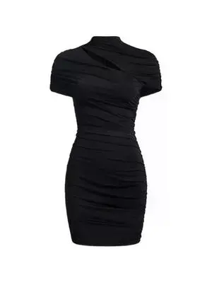 Balmain Draped Jersey Bodycon Dress - Black