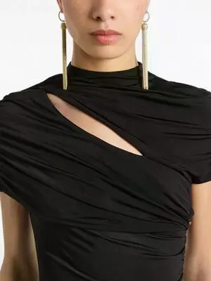 Balmain Draped Jersey Bodycon Dress - Black