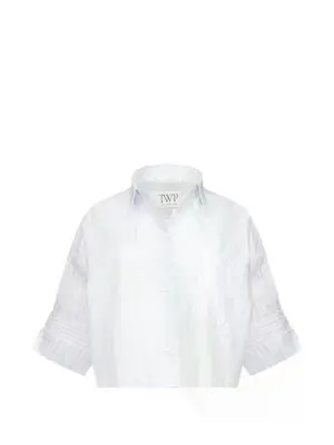 TWP Cropped Pinstripe Shirt - White