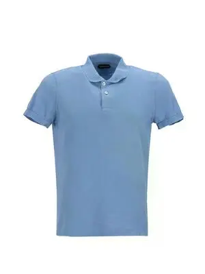 TOM FORD Piqué Short-sleeve Polo Shirt - Blue